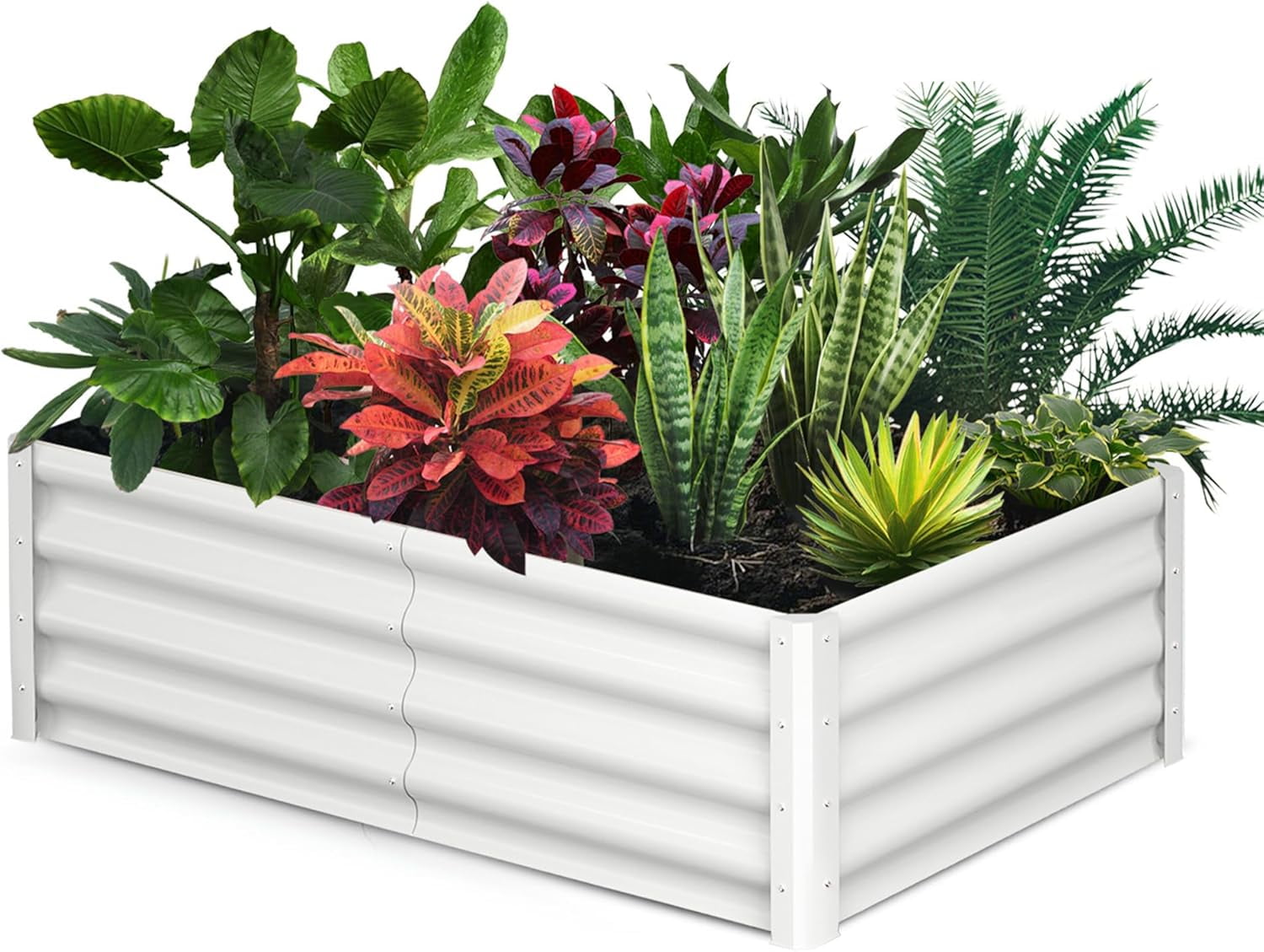 Galvanized Raised Garden Bed - Outdoor Rectangular Metal Planter for ...