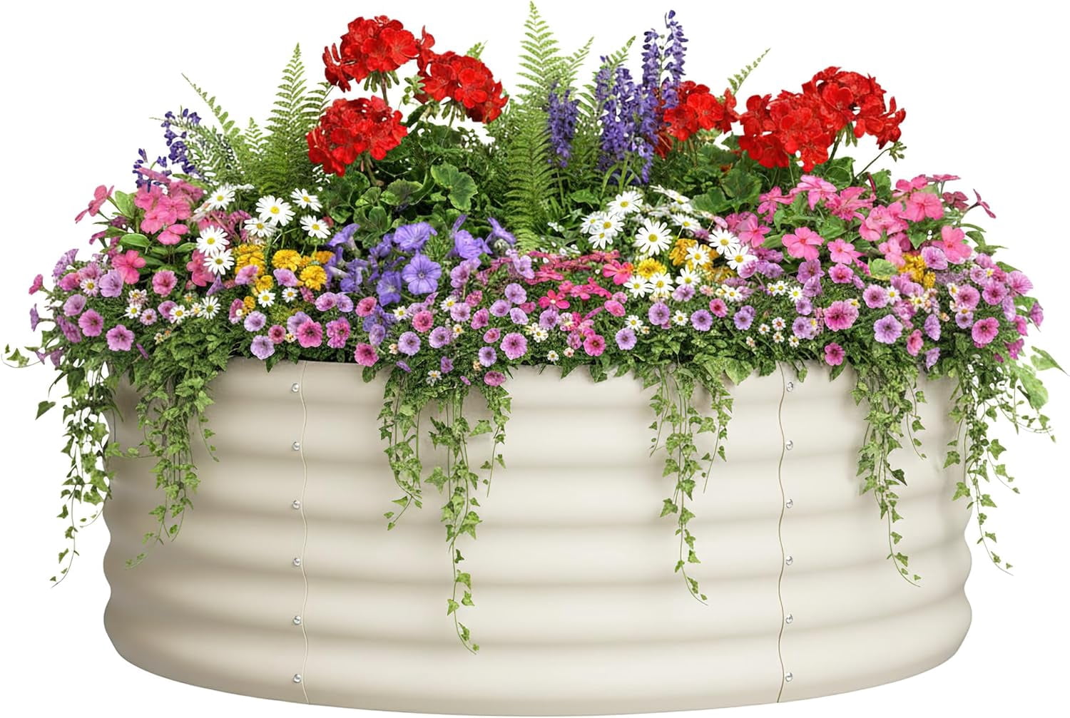 Galvanized Raised Garden Bed, Round Outdoor Planter Bed, 4x4x1.5ft ...