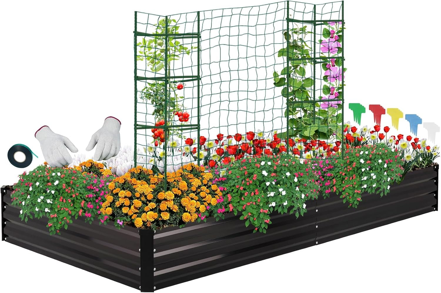 Galvanized Raised Garden Bed for Vegetables Flowers Herbs, Metal Raised ...