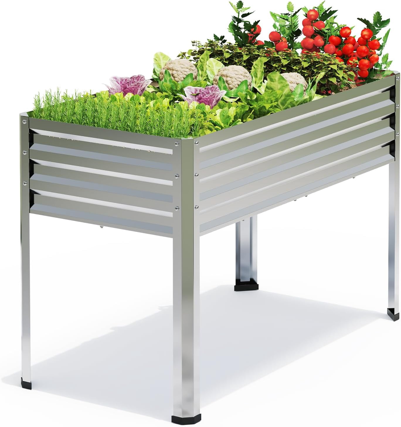 Galvanized Raised Garden Bed with Legs Outdoor Elevated Planter Box ...