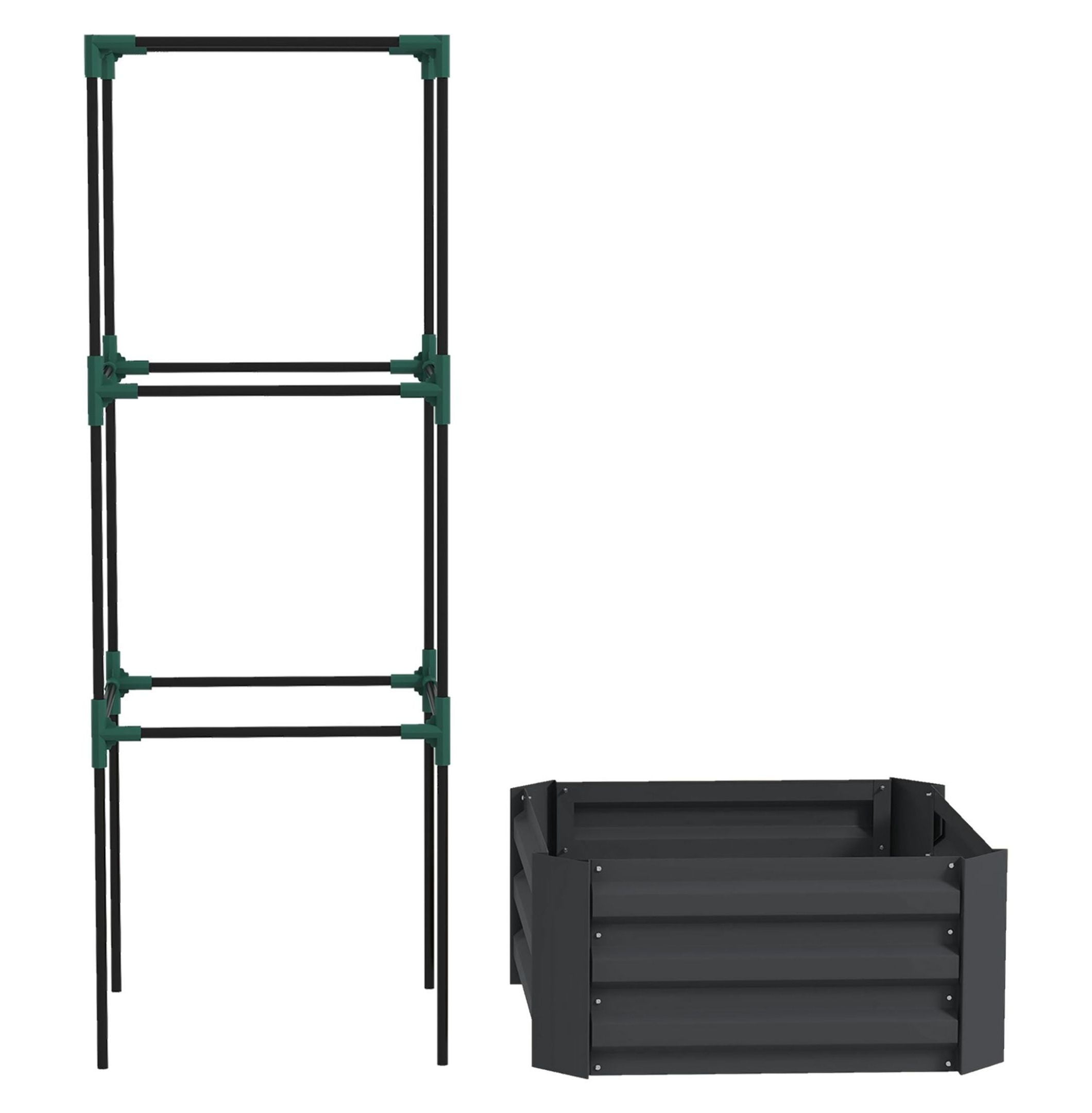 Galvanized Raised Garden Bed with Tomato Cage, 24x24x55 Inch Metal ...