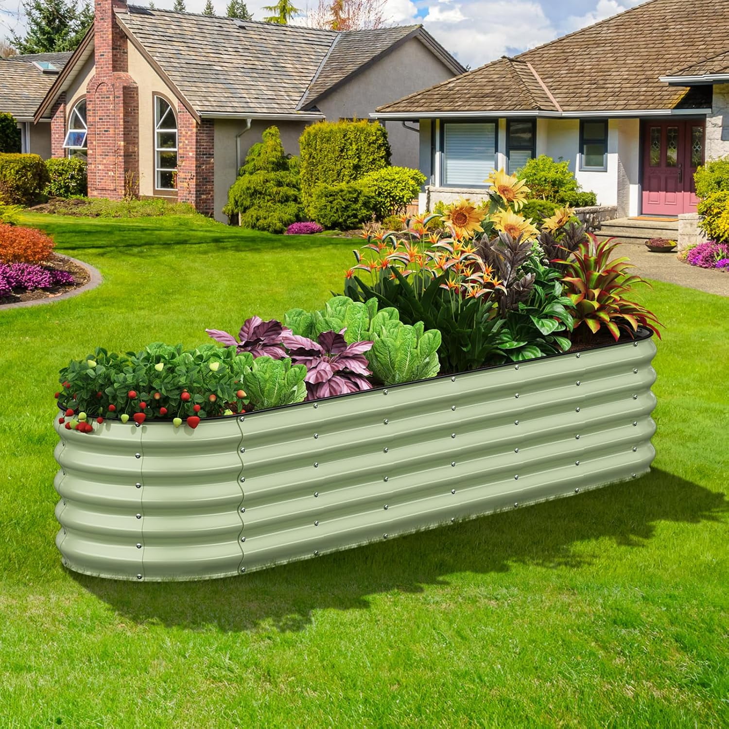 Galvanized Raised Garden Beds Outdoor,Oval Raised Metal Planter Box ...