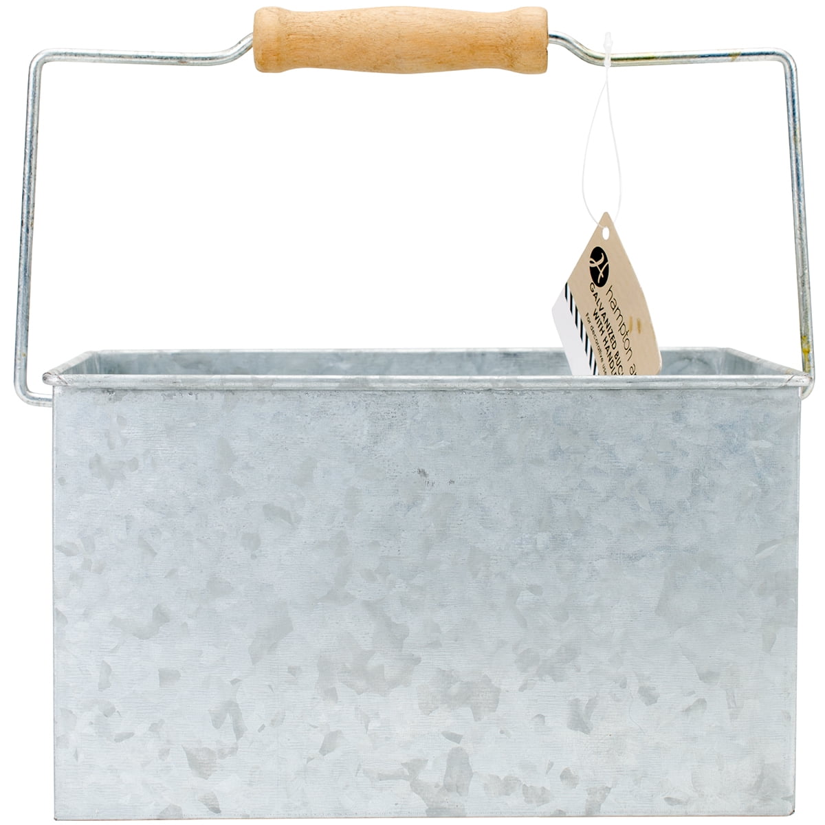 Galvanized Rectangle Bucket W/Wood Handle 4.75"X8"X6.25"-, Pk 1 ...
