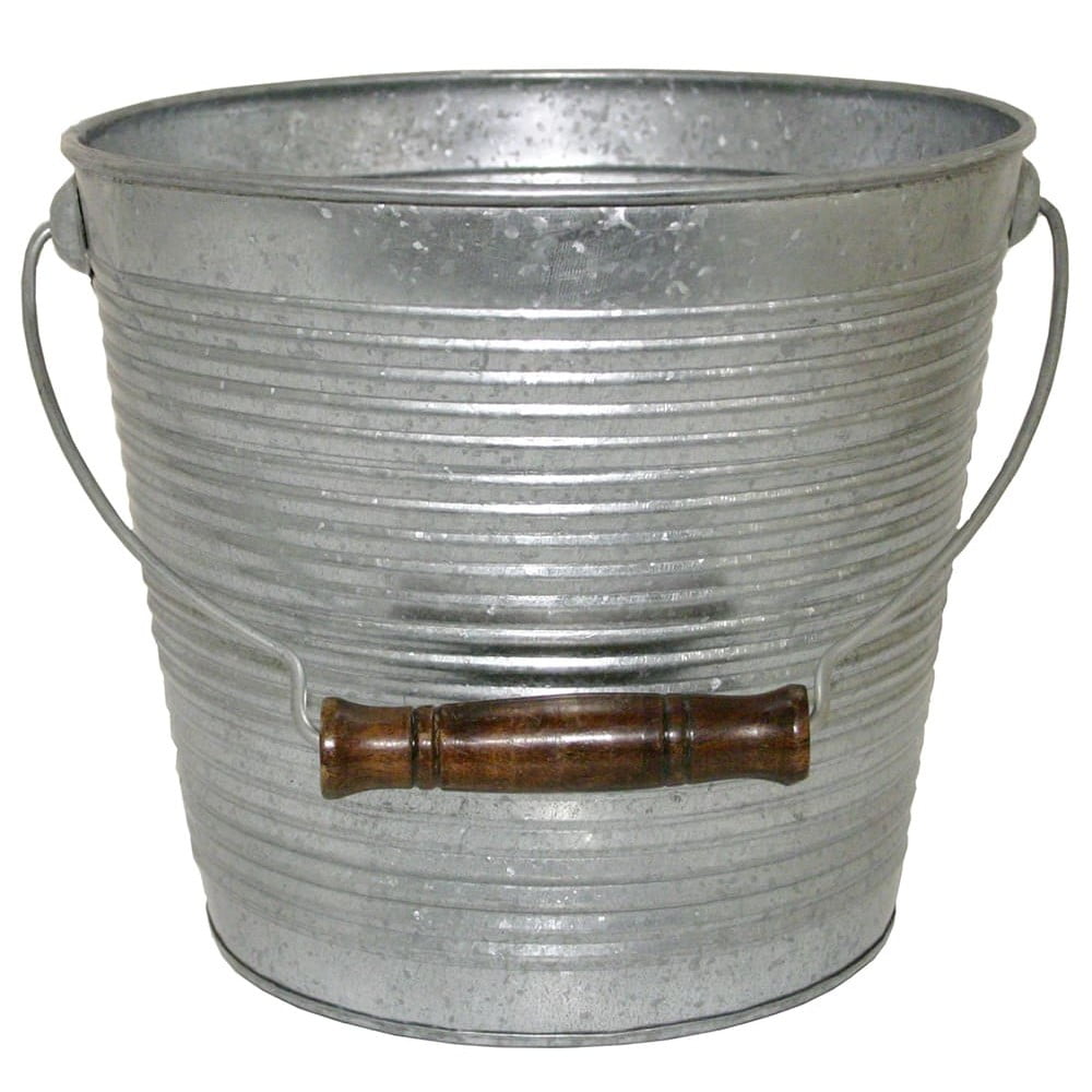 Galvanized Ribbed Bucket Planter - 10" - Walmart.com
