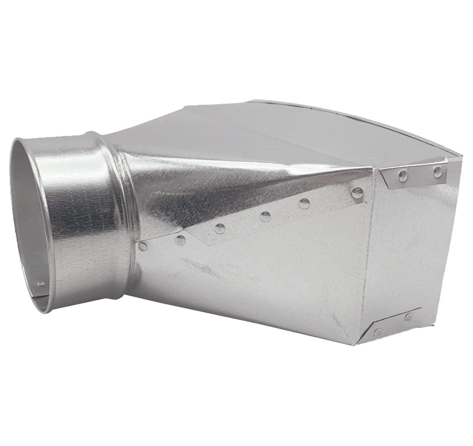 Galvanized Round Transition | Straight Register Boot | 10" X 6" X 8 ...