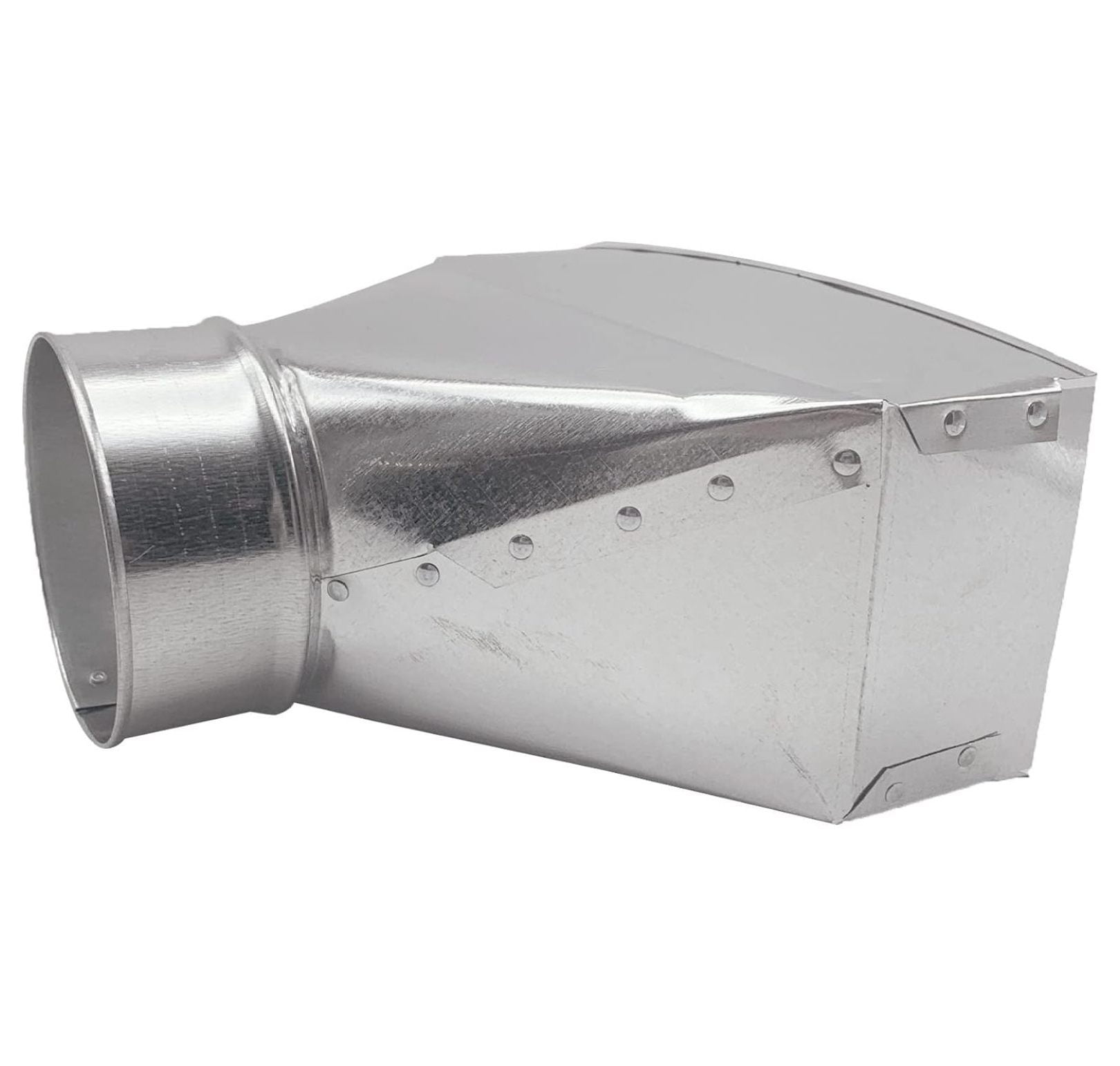 Galvanized Round Transition | Straight Register Boot | 14" X 4" X 7 ...