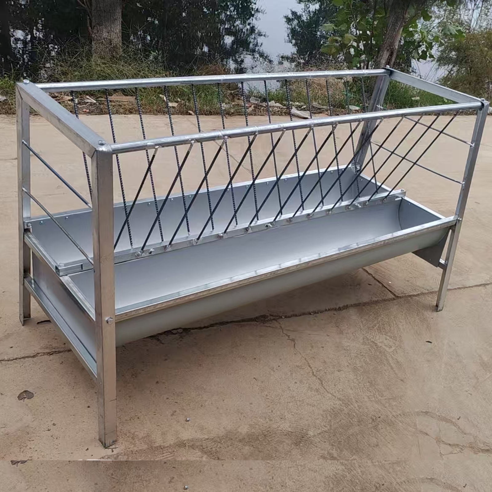 Galvanized Steel 77 Livestock Goat Feeder, Goat Hay Feeder,19.6" Wide ...