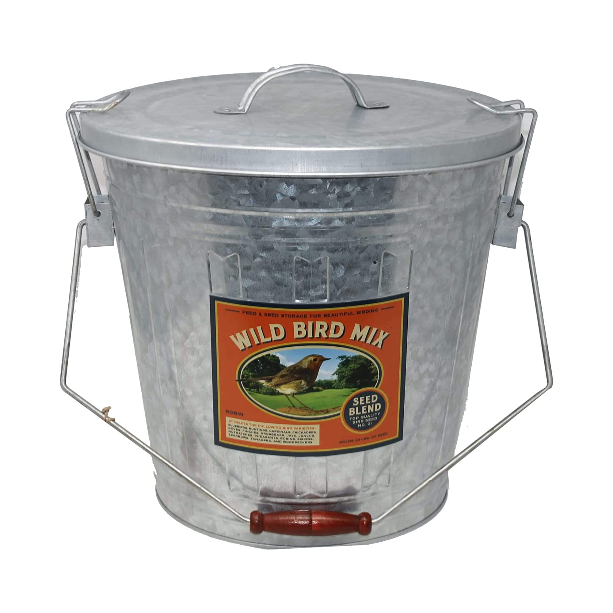 Galvanized Steel Bird Seed Storage Bin with Locking Lid and Scoop ...