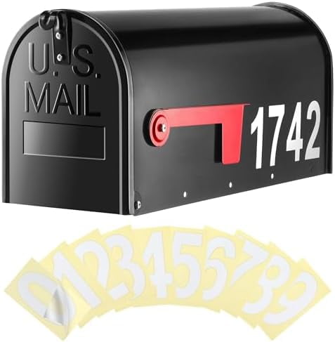 Galvanized Steel Black Post Mount Mailbox - 5 Sets Reflective Mailbox ...