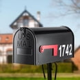 Galvanized Steel Black Post Mount Mailbox with 5 Sets Reflective Number ...