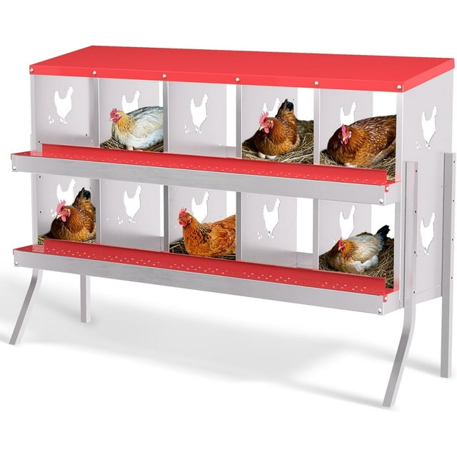 Galvanized Steel Chicken Nesting Box, 6/8/10 Compartments, Roll-Away ...
