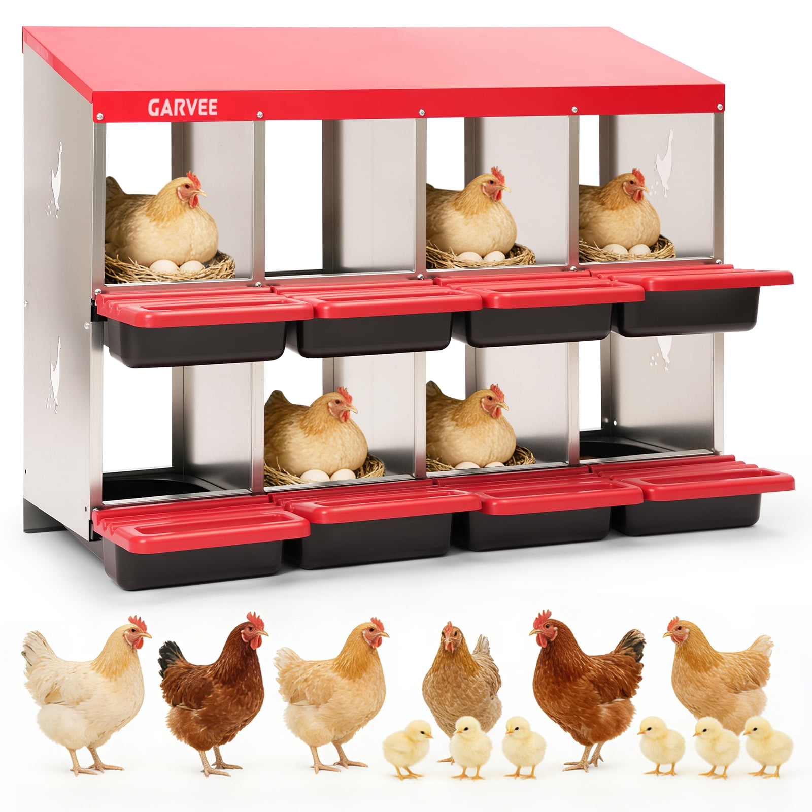 Galvanized Steel Chicken Nesting Box with Roll Away Egg Collection – 8 ...