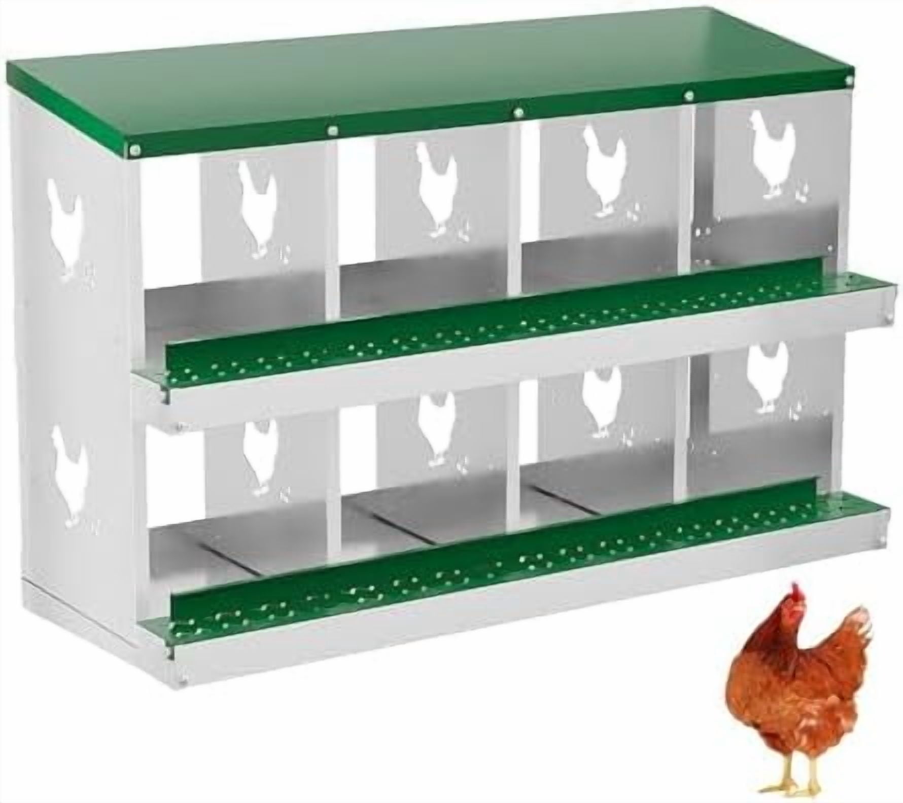 ‌Galvanized Steel Chicken Nesting Box with Roll Out Egg Tray - 8 Hole ...