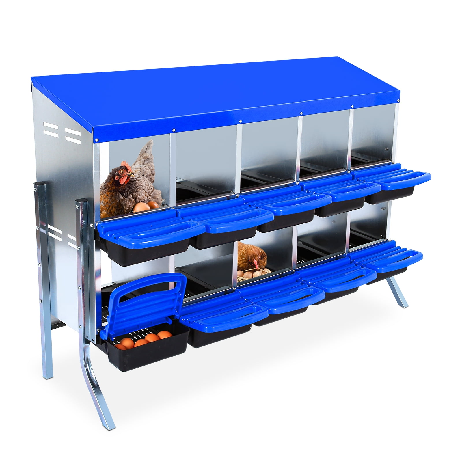 Galvanized Steel Chicken Nesting Box with Roll-Away Tray, 6/8/10 Hole ...