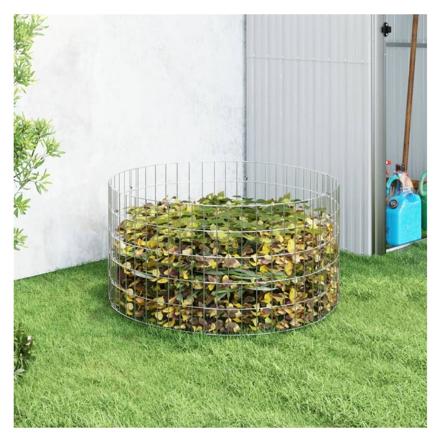 Galvanized Steel Garden Composter, 39.4" Dia x 19.7" H - Outdoor ...