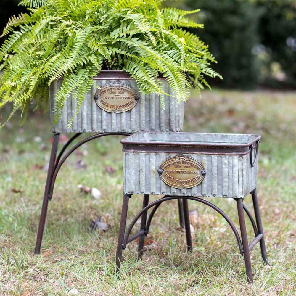 Galvanized Planter With Stand