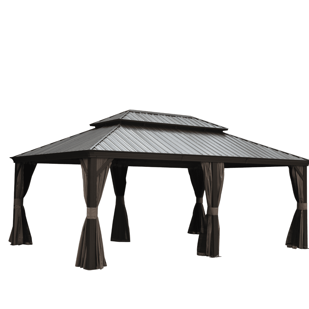 Galvanized Steel Gazebo Outdoor Canopy Shade Shelter with Curtain ...