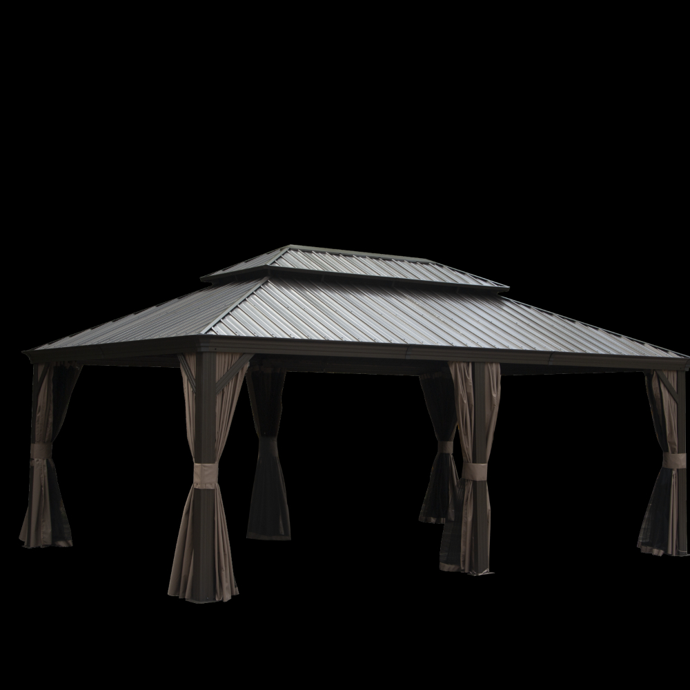 Galvanized Steel Gazebo Outdoor Canopy Shade Shelter with Curtain ...