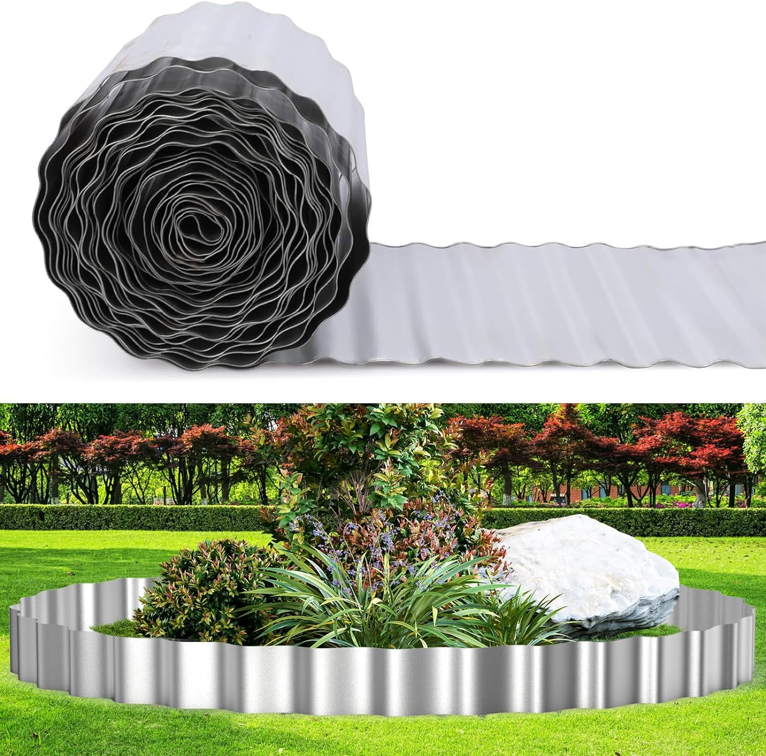 Galvanized Steel Landscape Edging - 10" x 20' Sturdy Bendable Metal ...