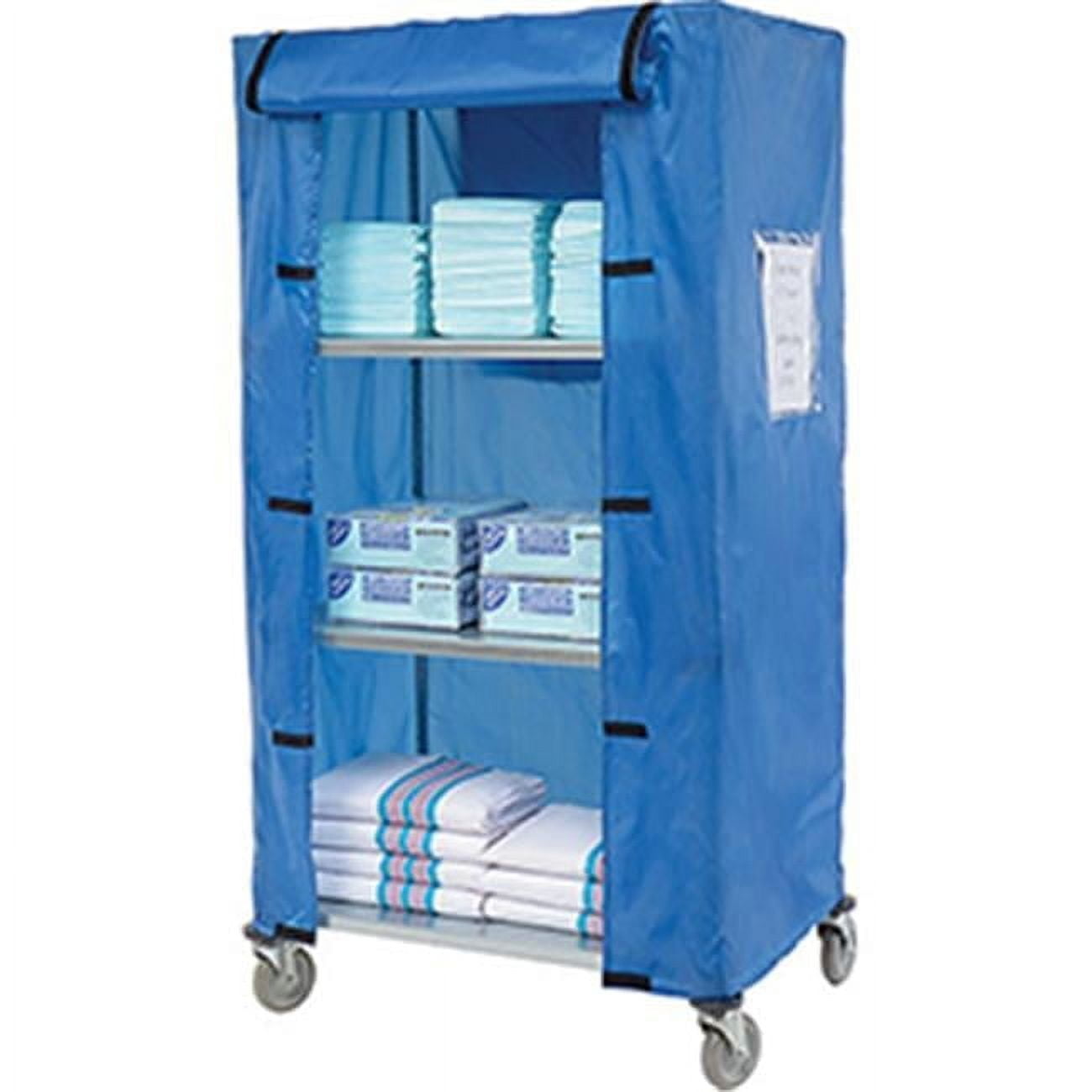 Galvanized Steel Linen Cart with Nylon Cover, 4 Shelves, 36 x 24 x 80 ...