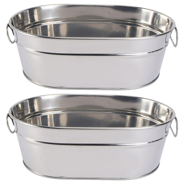 Galvanized Steel Oval Tub with Side Handle - Set of 2 - Walmart.com