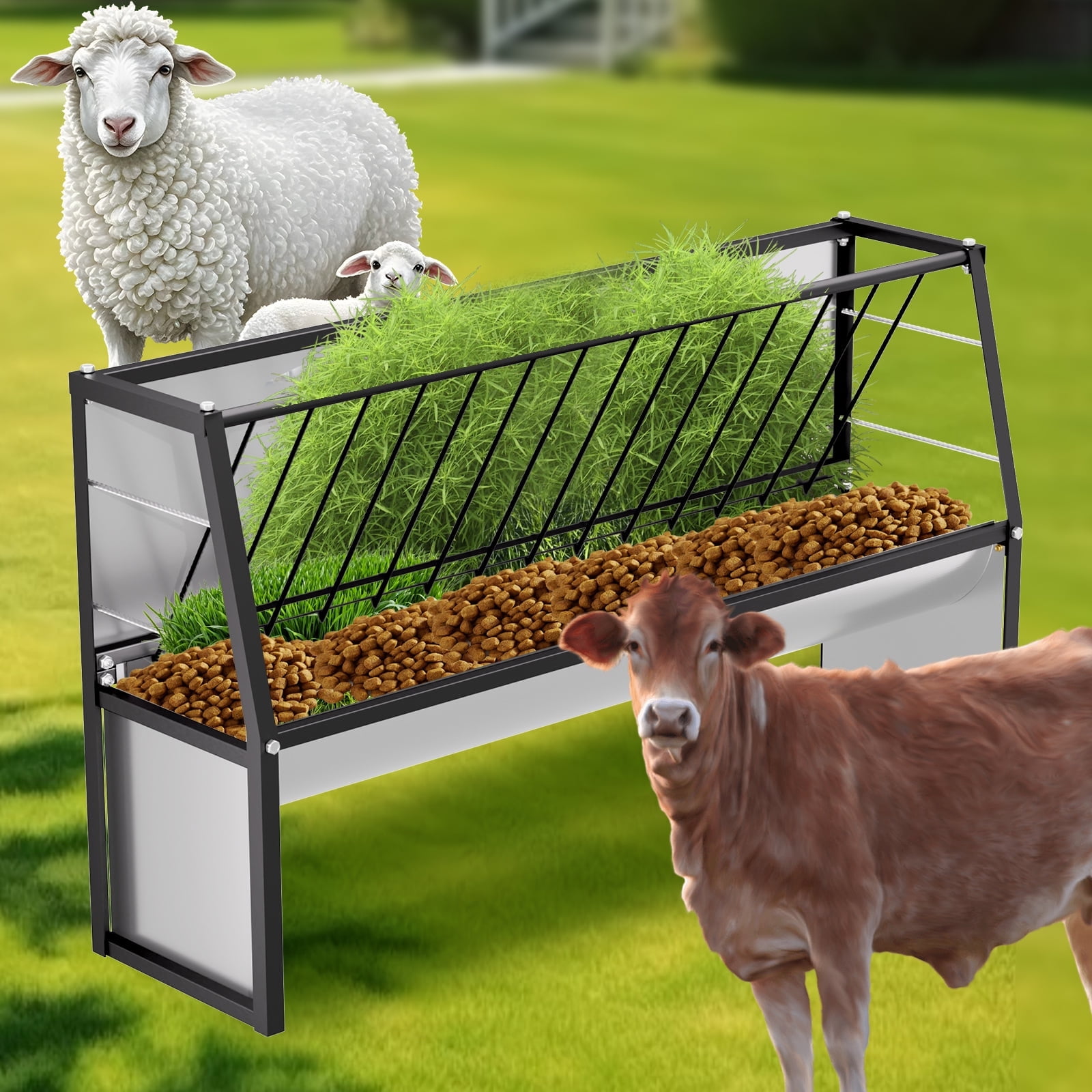 Galvanized Steel Pasture Livestock Trough, Debris Containment Walls, 60 ...
