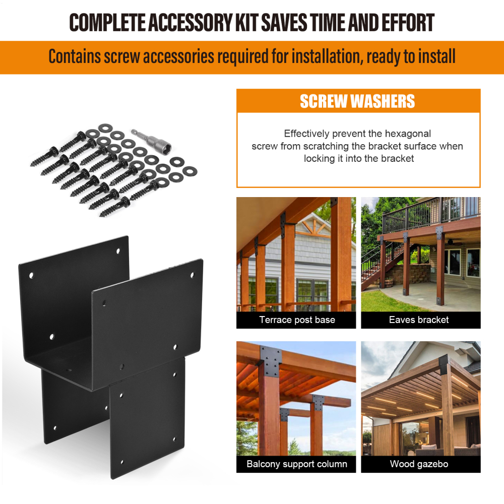 Galvanized Steel Pergola Brackets - 4-Piece Heavy-Duty Hardware Set for ...