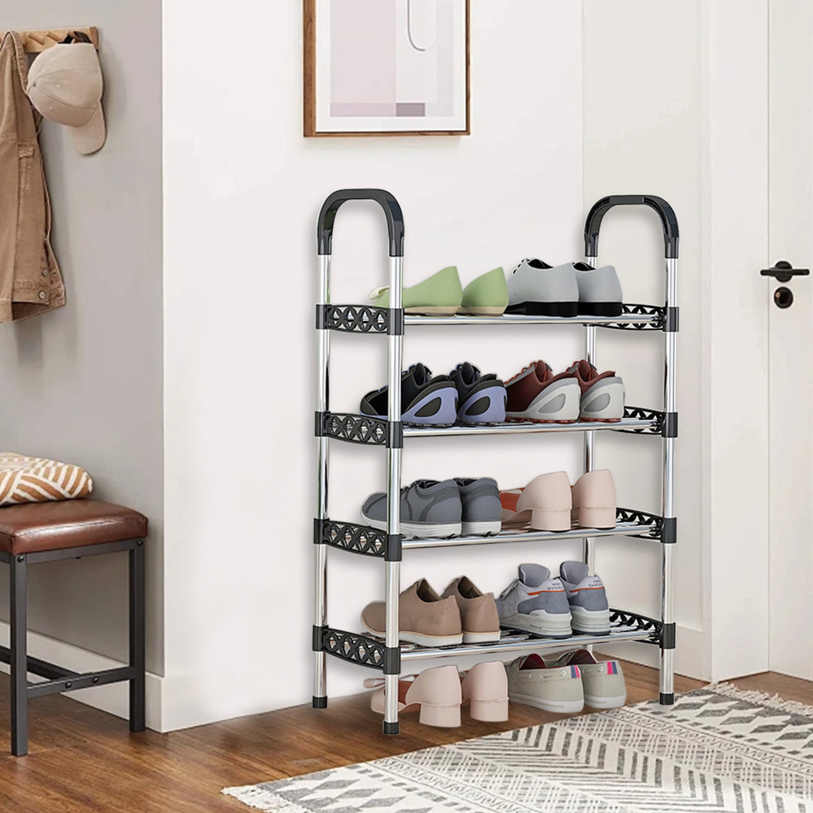 Galvanized Steel Pipe Shoe Rack for Household Door, Multi Layer Shoe ...