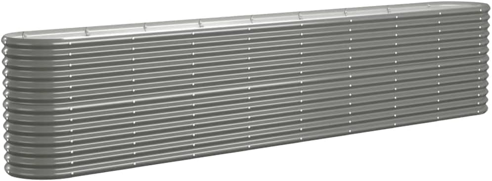 Galvanized Steel Raised Garden Bed, 130.7x15.7x26.8 Inch Gray Metal ...