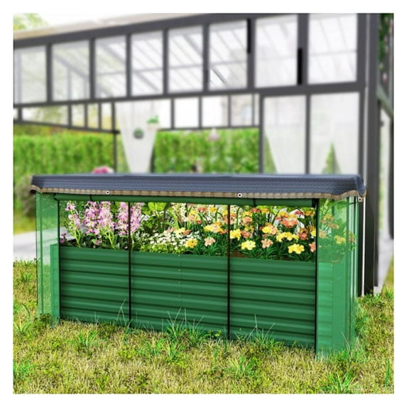 Galvanized Steel Raised Garden Bed Kit - with Plant Protector, Shade ...