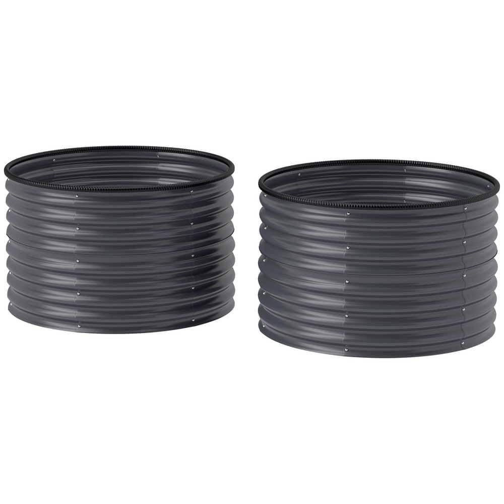 Galvanized Steel Raised Garden Bed, Set of 2 Planter Box with Safety ...