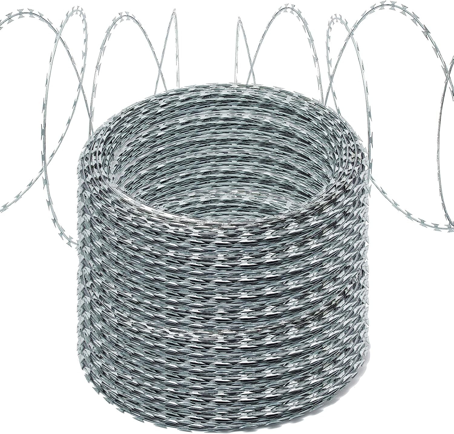 Galvanized Steel Razor Wire Fence, 500FT, Silver, High Protection for ...