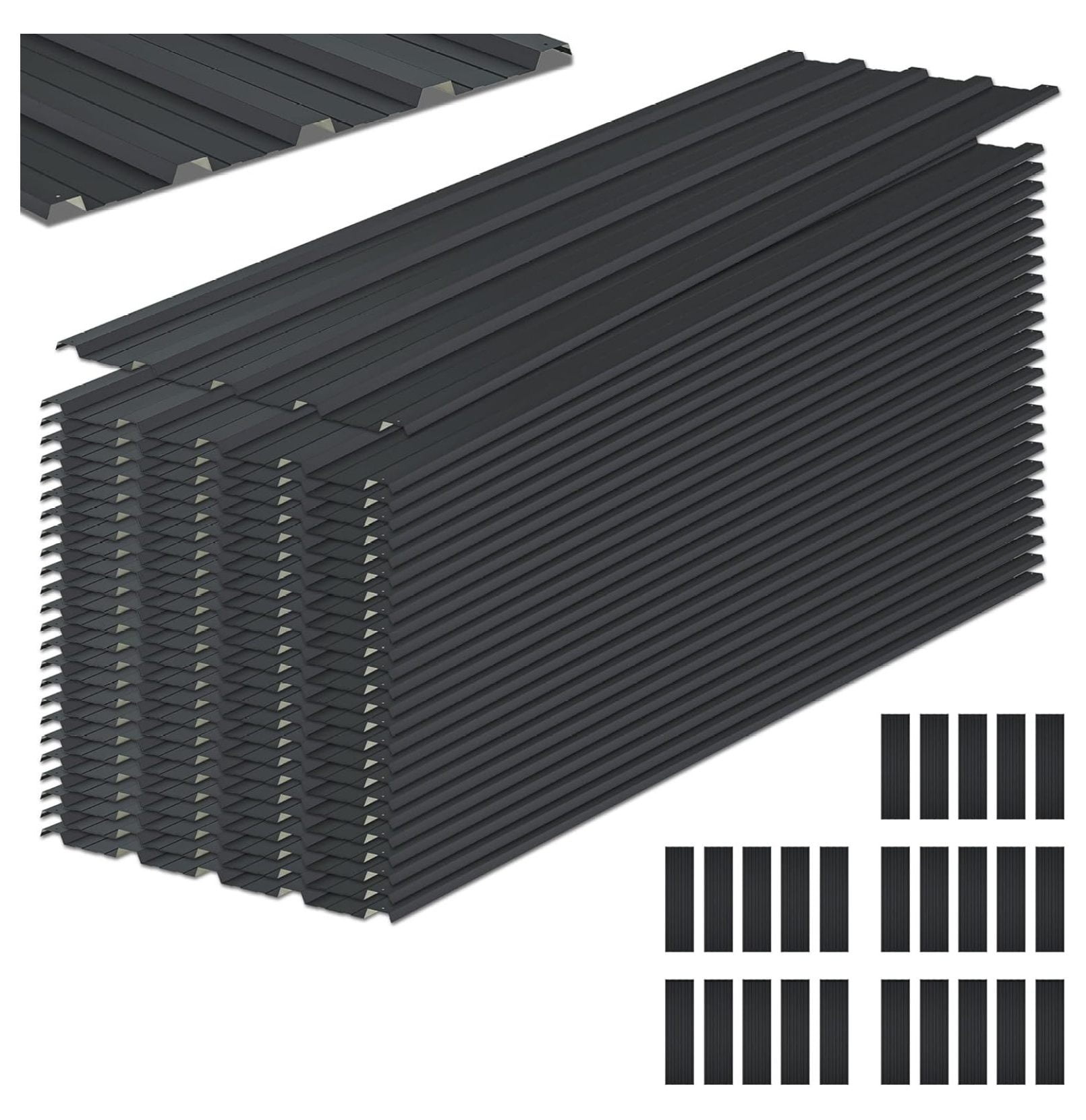 Galvanized Steel Roof Panels, L60.63"×W16.77" Heavy Duty Roofing Panel ...