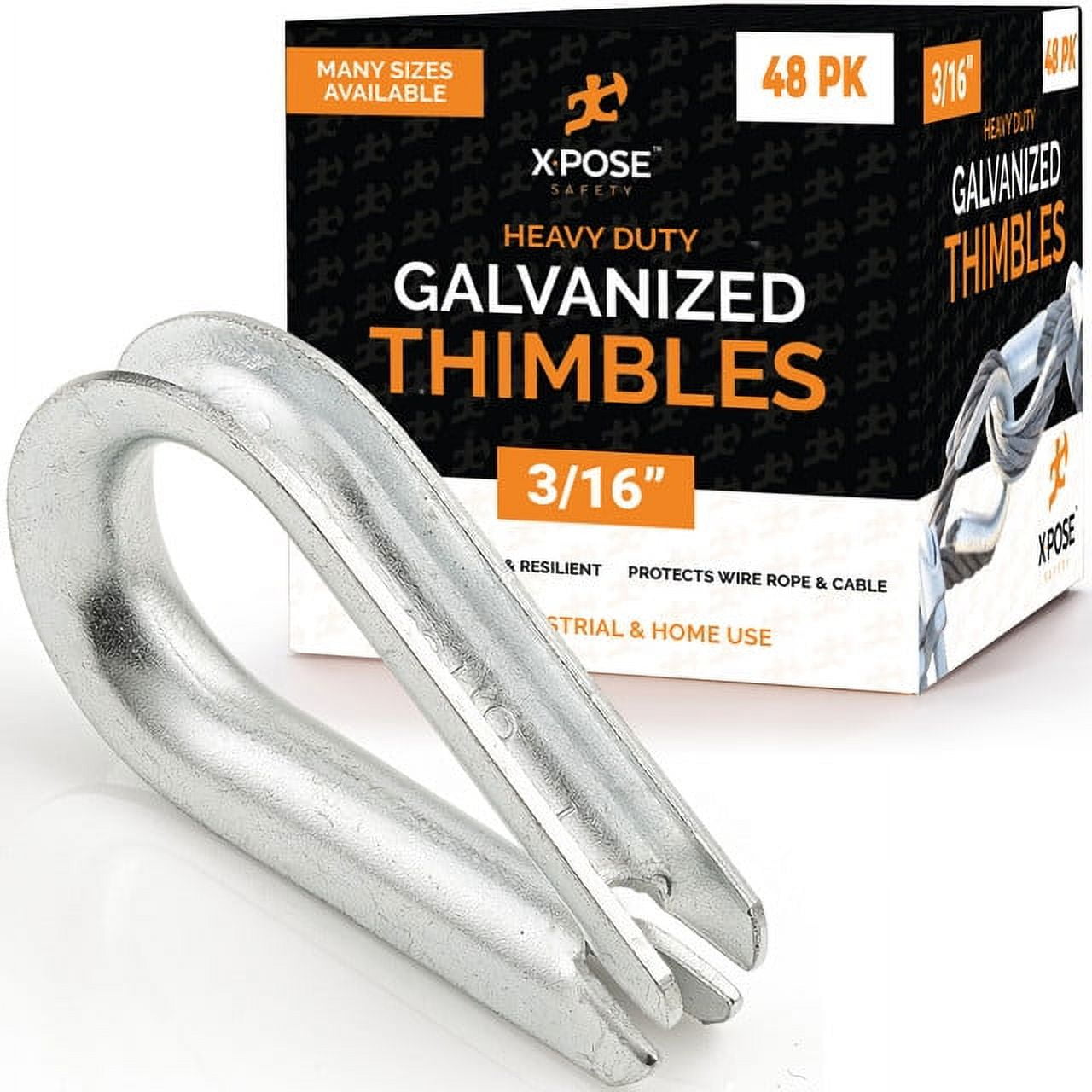 Galvanized Steel Thimbles for Wire Rope - 3/16 Inch - Marine Rigging ...