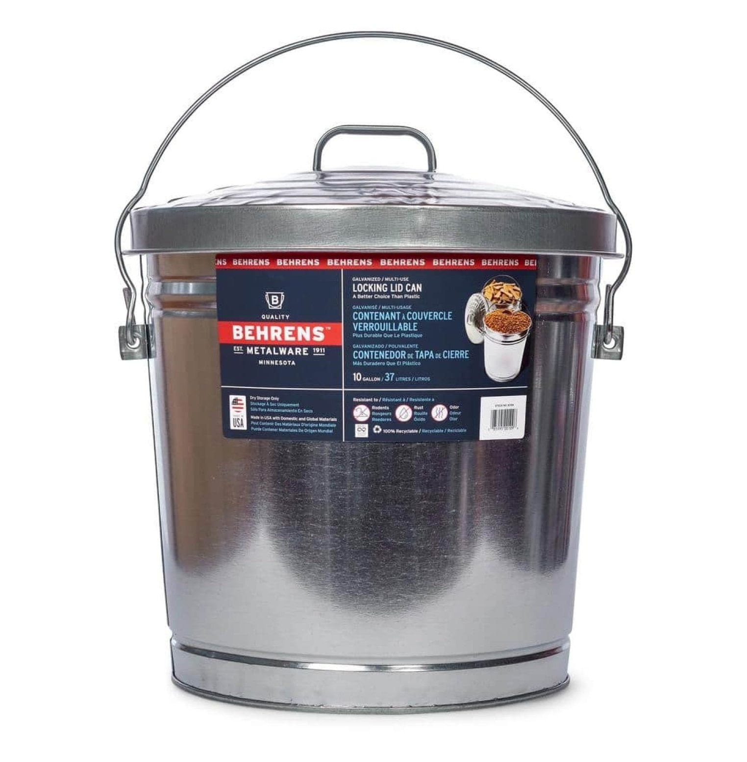 Galvanized Steel Trash Can, 10-Gallon, Multicolor - metal trash can ...