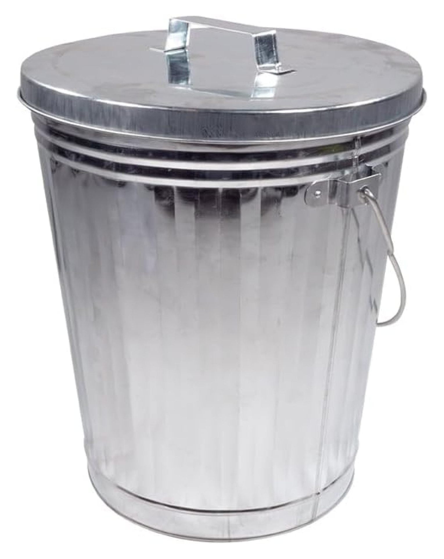 Galvanized Steel Trash Can with Lid - 6 Gallon Mounted Garbage Bin for ...