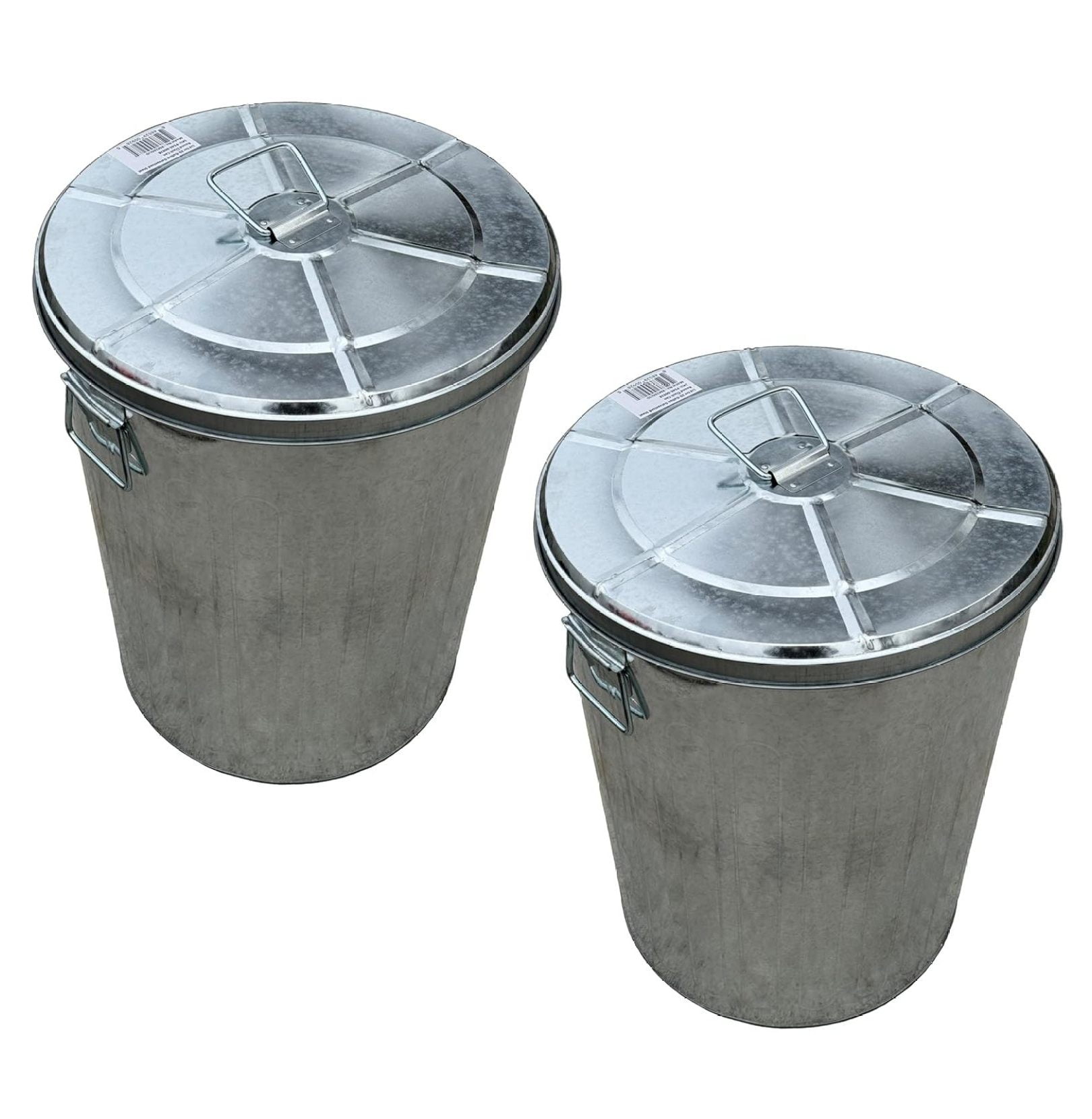 Galvanized Steel Trash Cans with Lids - 20 Gallon Round Metal Garbage ...