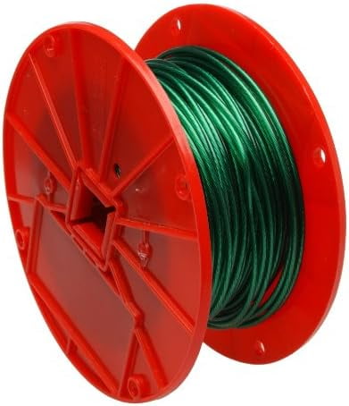 Galvanized Steel Wire Rope on Reel, Vinyl Coated, 1x7 Strand, Green, 1/ ...