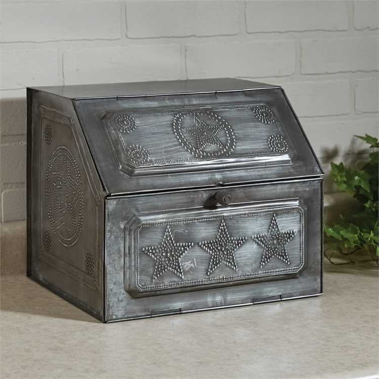 Galvanized Tin Punched Star Bread Box - Walmart.com