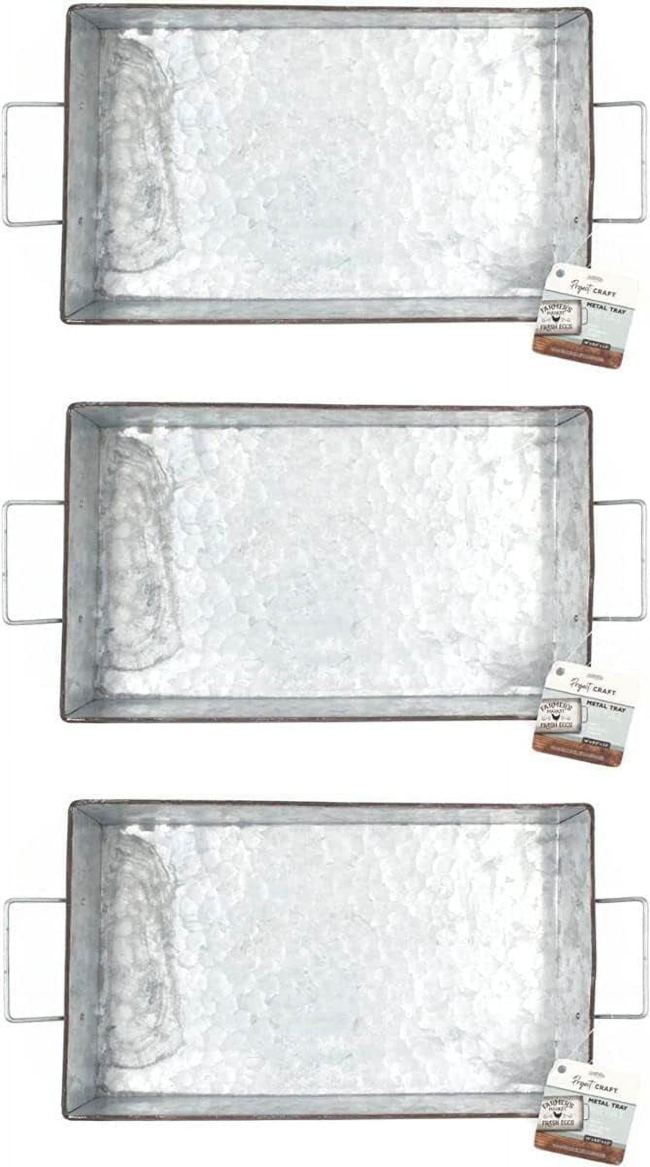 Galvanized Tray, Small Metal Serving Tray, Silver ative Trays for ...