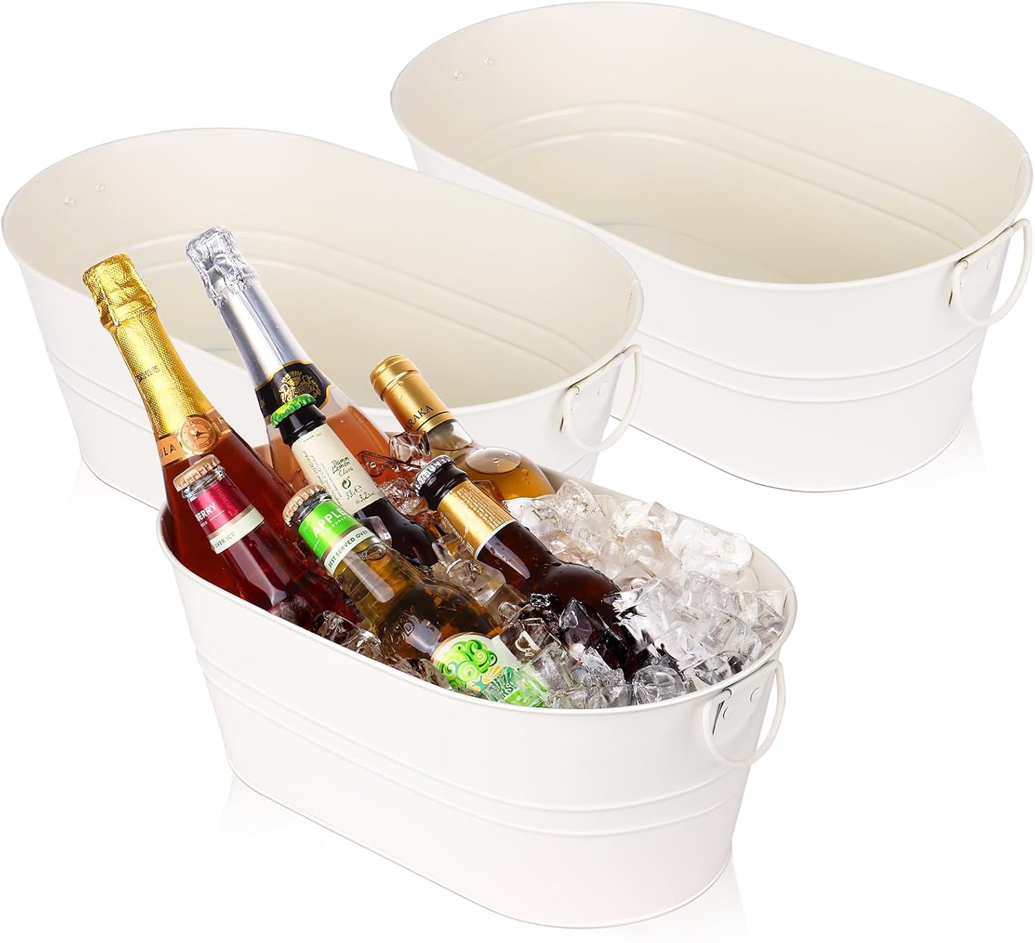 Galvanized Tub Beverage Tubs, 3pcs Metal Ice Buckets for Cocktail Bar 3 ...
