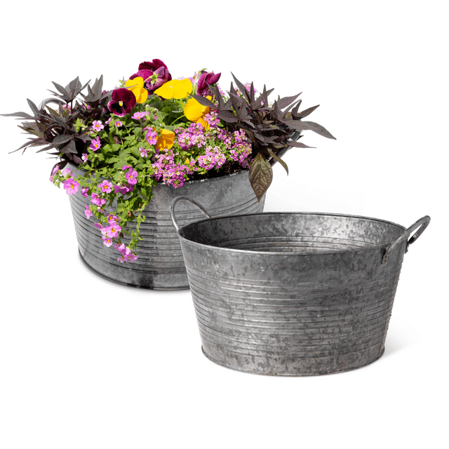 Gardener's Supply Company Galvanized Wash Basin Planters (Set of 2 ...