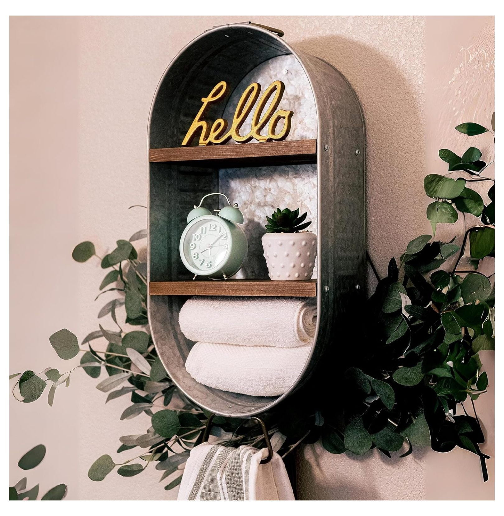 Galvanized Wash Tub with Shelves | Rustic Bathroom Décor | Farmhouse ...