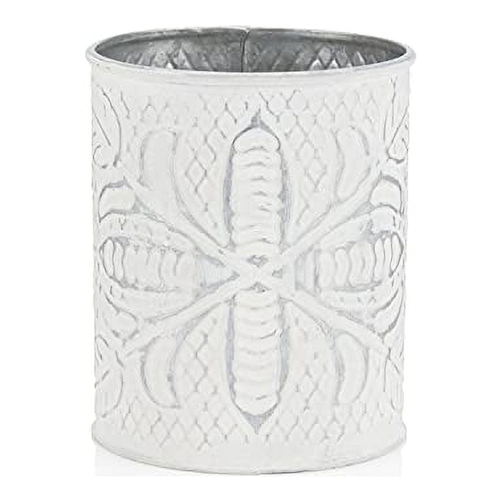 Galvanized White Utensil Holder Rustic Farmhouse Kitchen Crock for ...