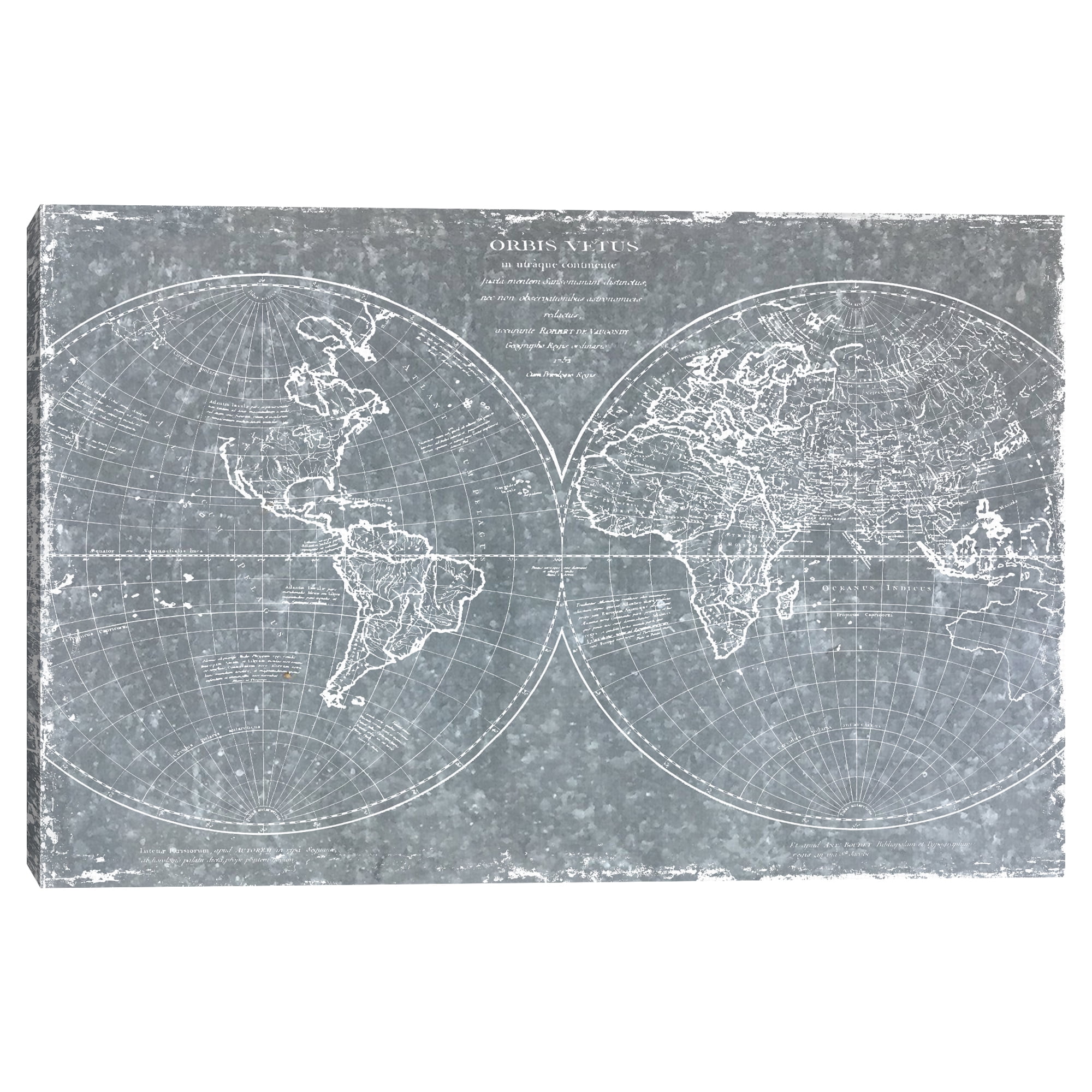 Galvanized World Map by CAD Designs Canvas Art Print - Walmart.com