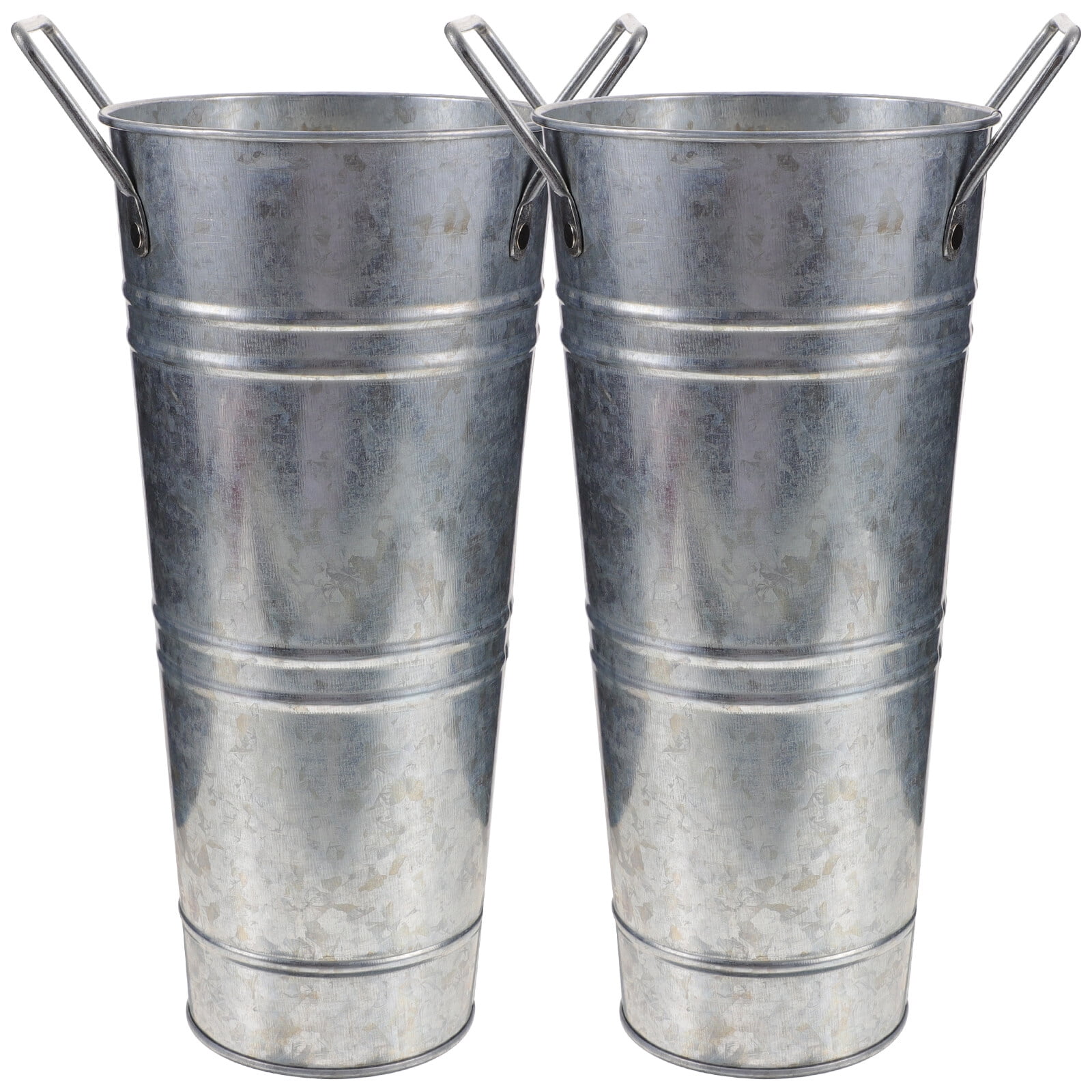 2pcs Flower Buckets Bulk Galvanized Metal Vase Bucket with Handles ...