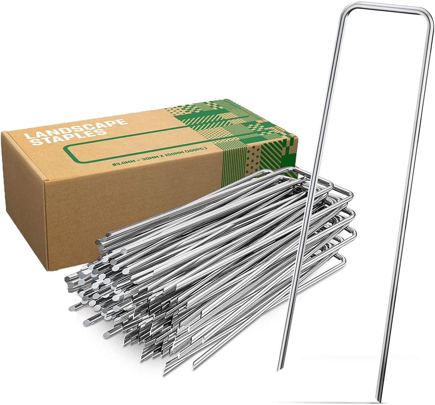 Galvanized steel fixing stakes (200 pieces), strong fixing staples for ...