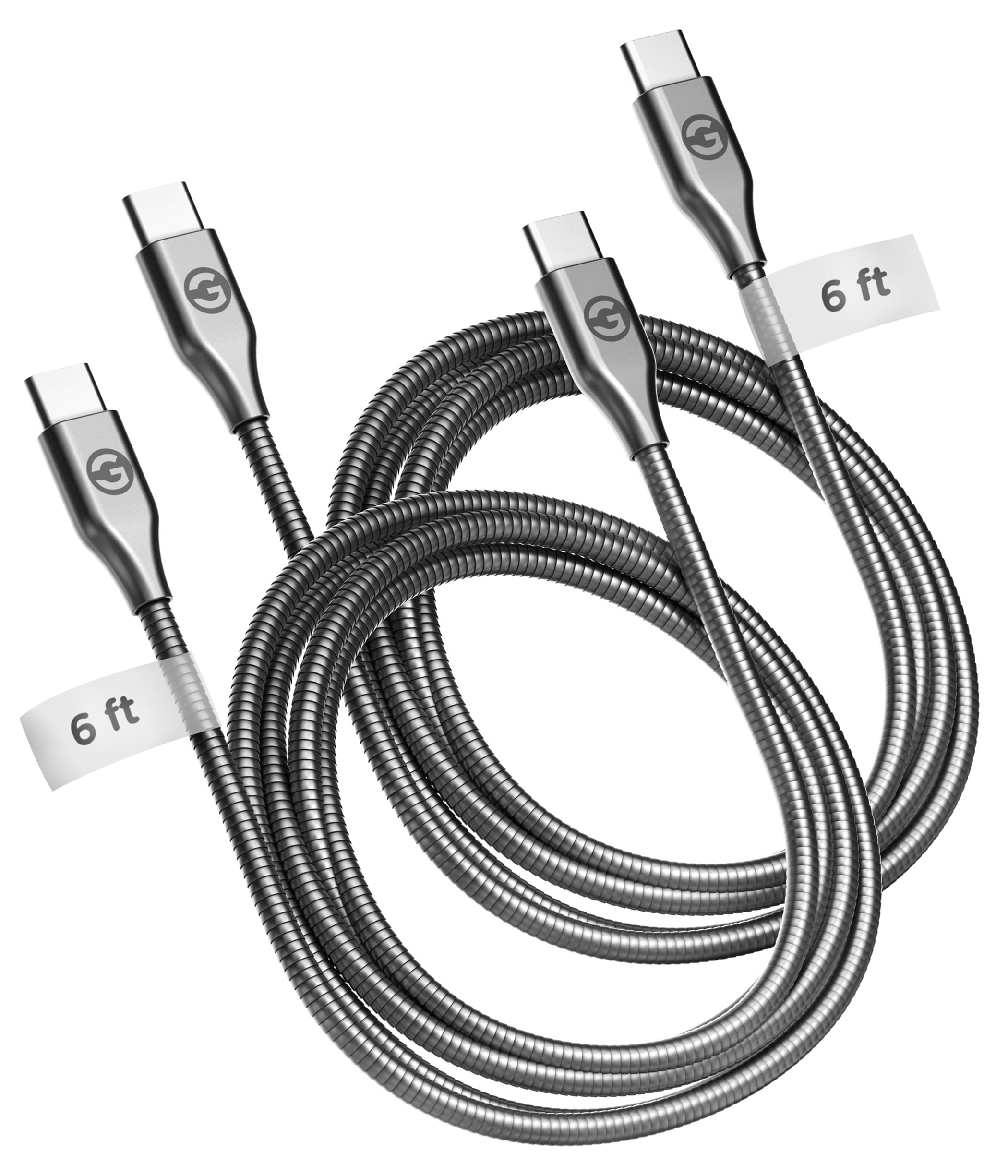 Galvanox, Pet Proof USB C to USB C Cables, 2 Pack, Braided Metal, 6FT ...