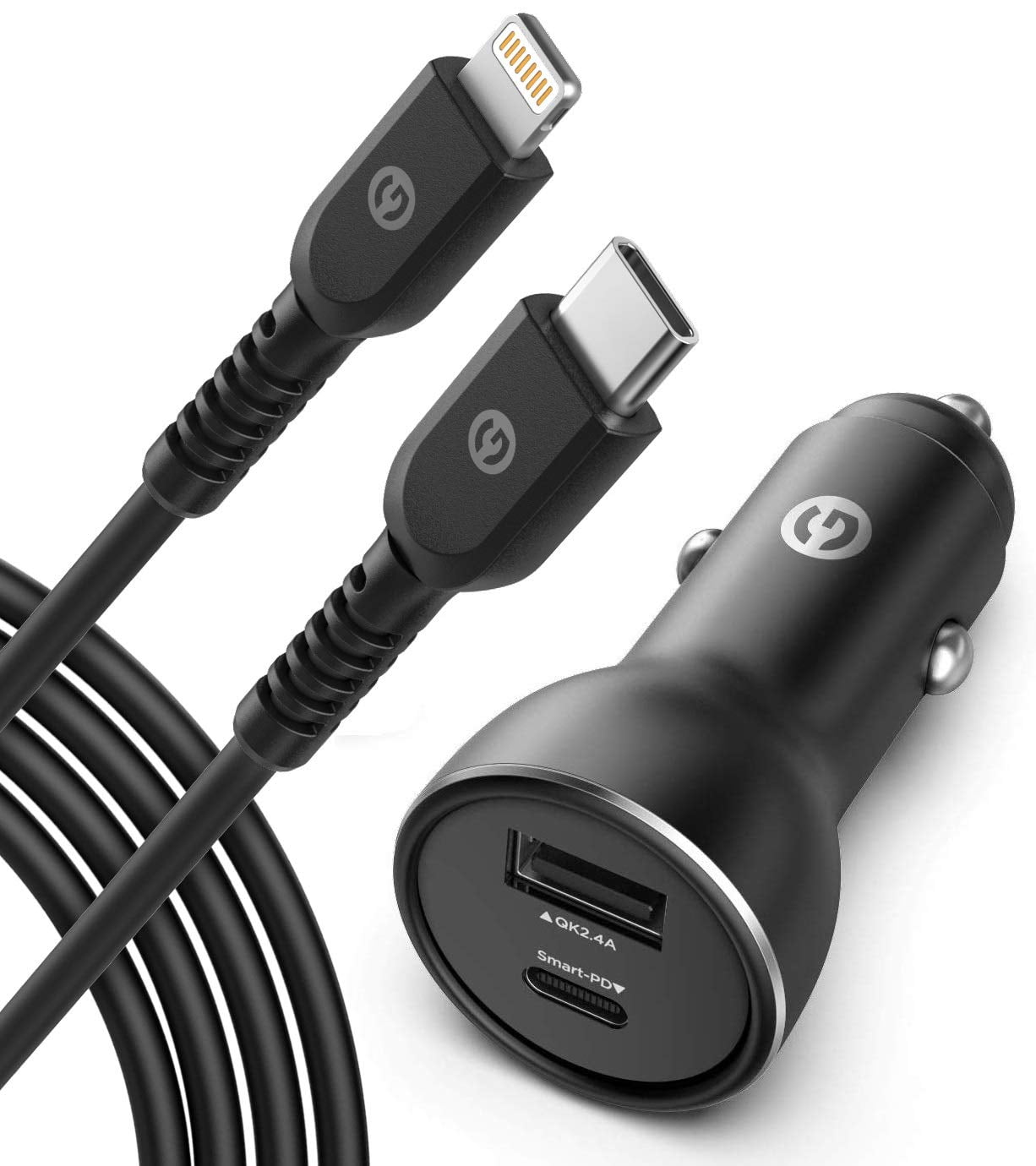 Galvanox Dual Apple iPhone Car Charger - Apple MFi Certified (5ft) USB ...
