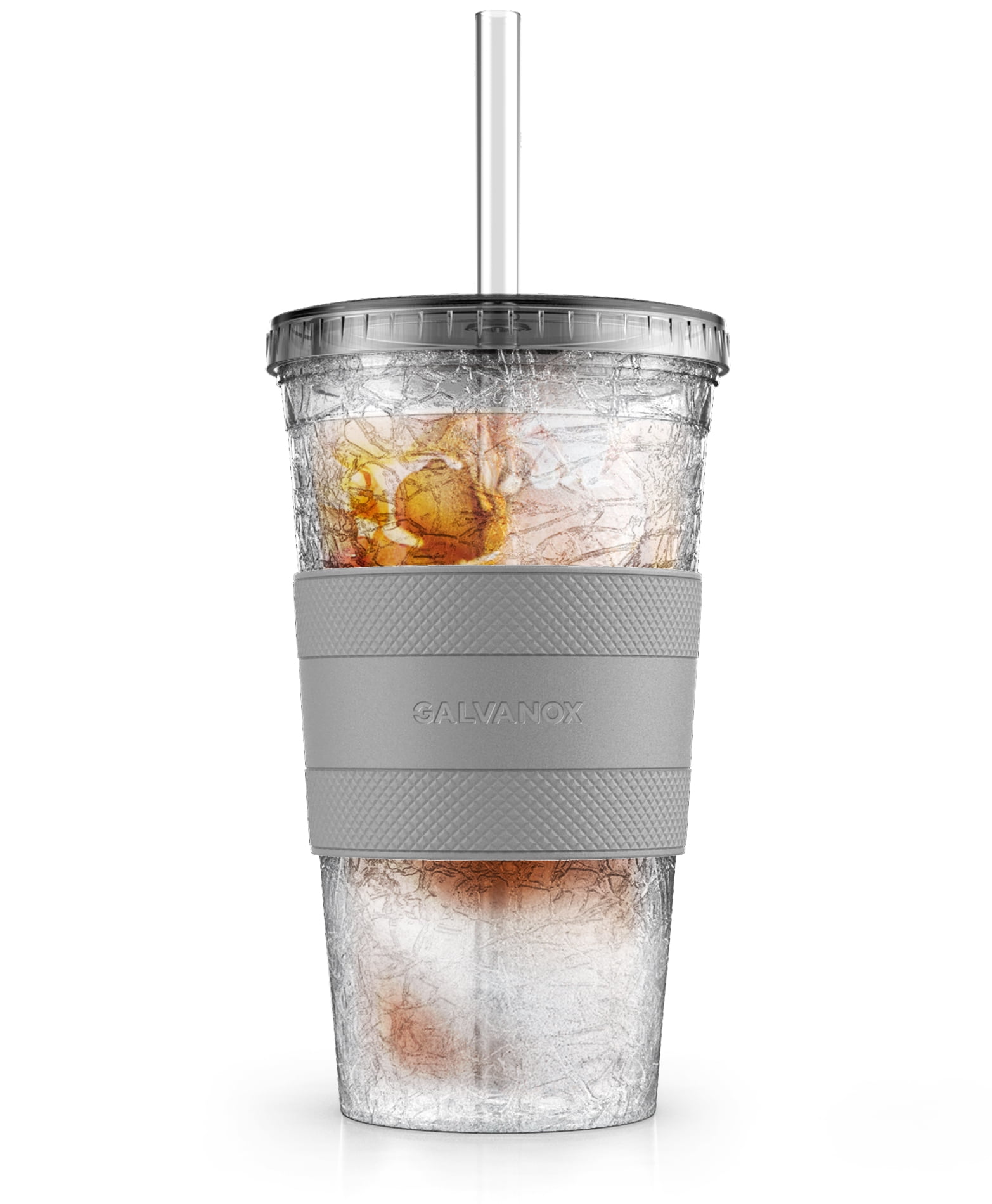 Galvanox 16oz Travel Iced Coffee Cup with Lid, Straw, Insulated Outdoor ...